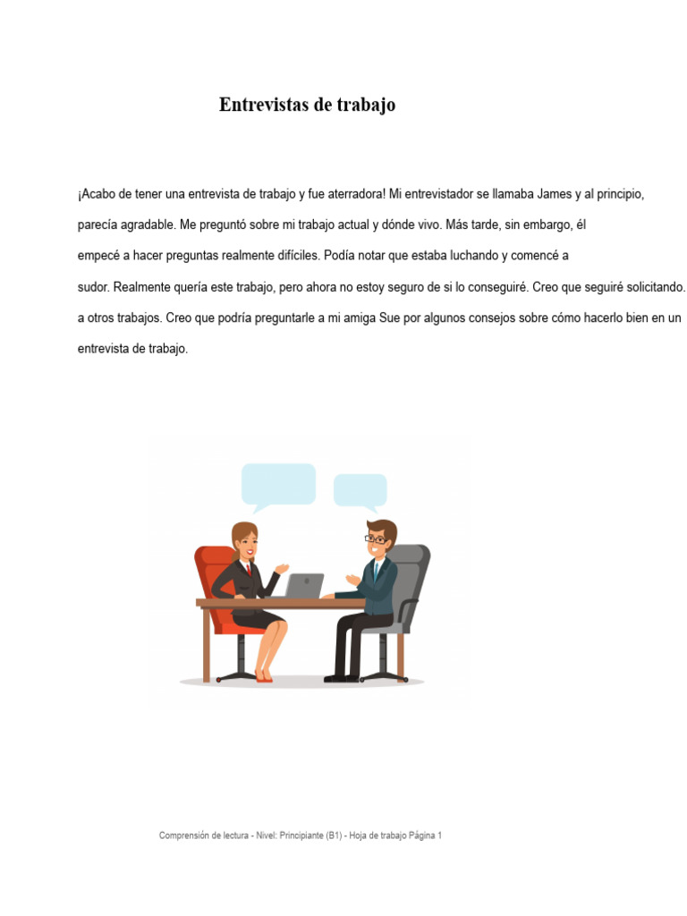 Actividad de Lectura Entrevista de Trabajo | PDF