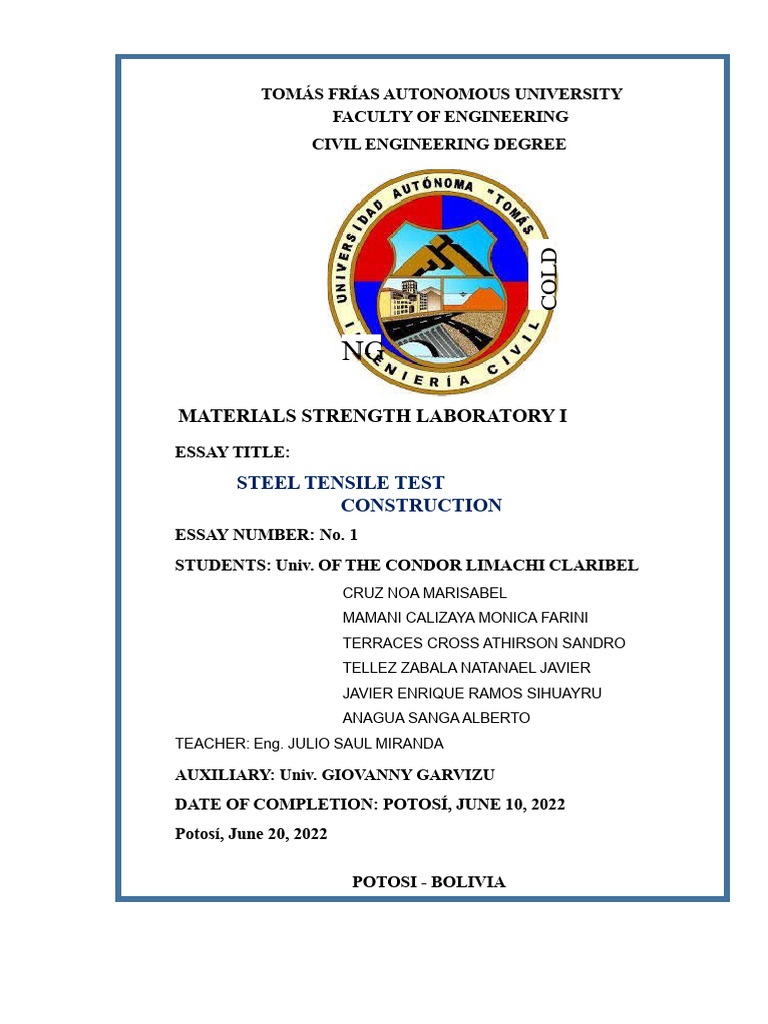 Steel Tensile Test Report for Civil Engineering | PDF | Strength Of ...