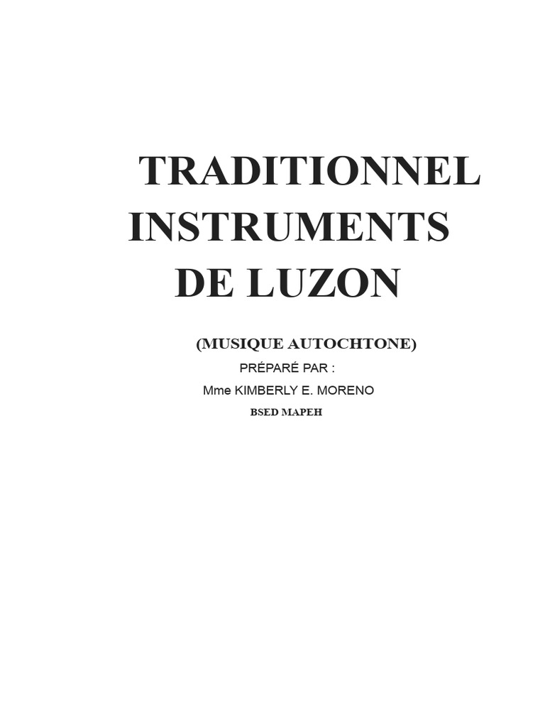 Instruments et Musique Traditionnelle de Luzon | PDF | Instruments de ...