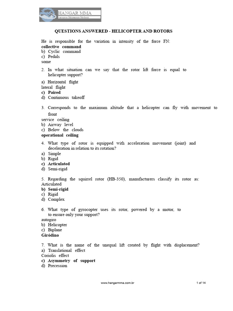 Helicopter Rotor Mechanics FAQs | PDF | Helicopter Rotor | Helicopter
