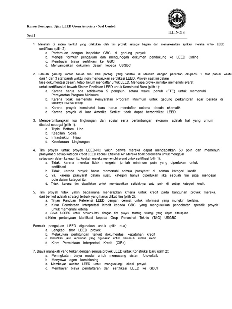 Soal Contoh Ujian LEED Green Associate | PDF