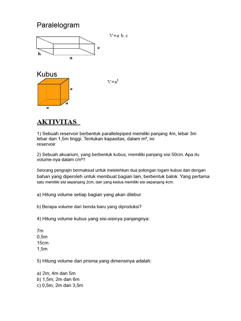 Latihan Volume Kubus Dan Balok | PDF