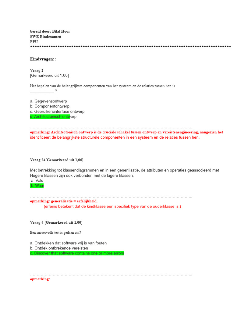 SWE Eindexamen | PDF