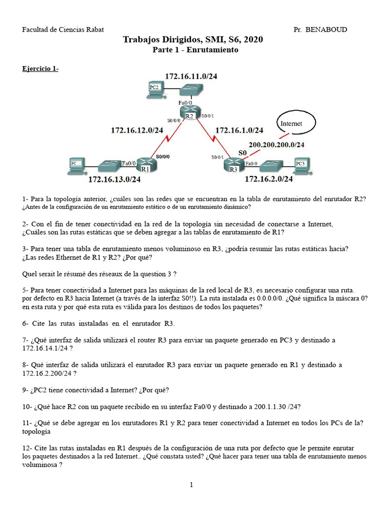 Trabajos Dirigidos, SMI, S6, 2020: Parte 1 - Enrutamiento | PDF ...