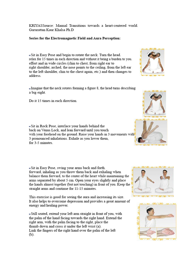 Kriya Exercises for Aura and Energy | PDF | Breathing | Hand