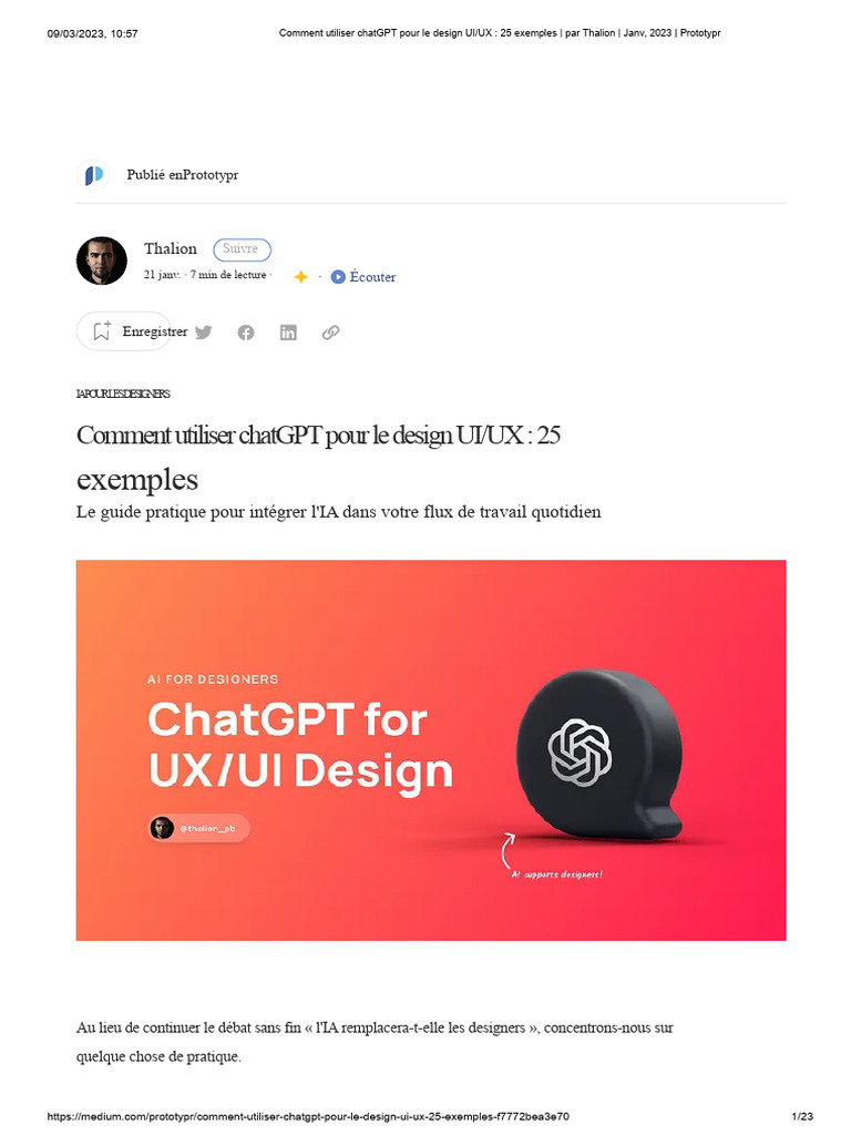 Utiliser chatGPT pour le design UI/UX | PDF | Intelligence artificielle ...