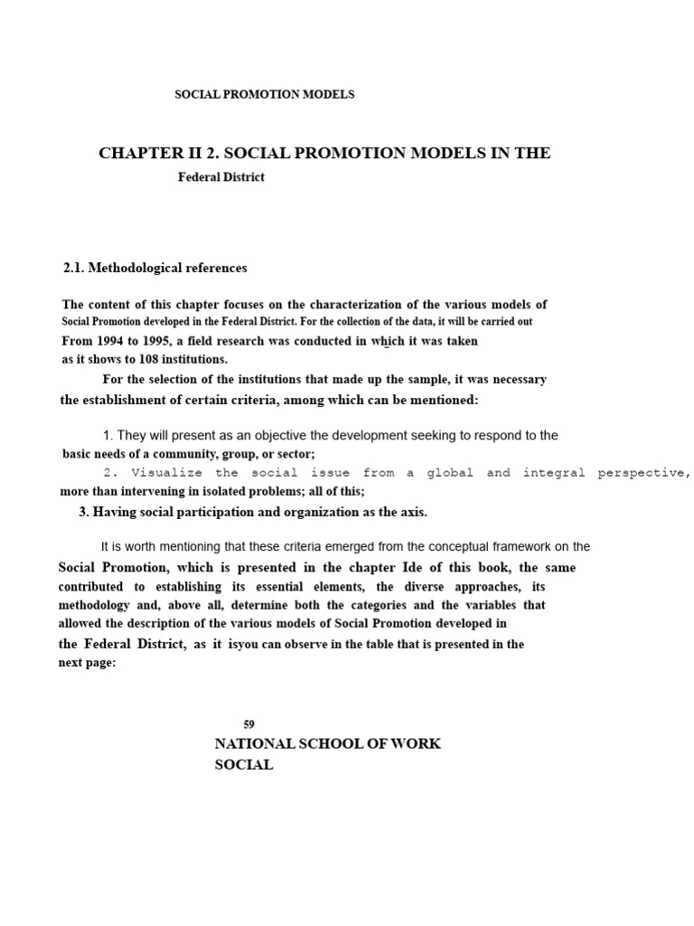 Social Promotion Models in Federal District | PDF | Methodology ...
