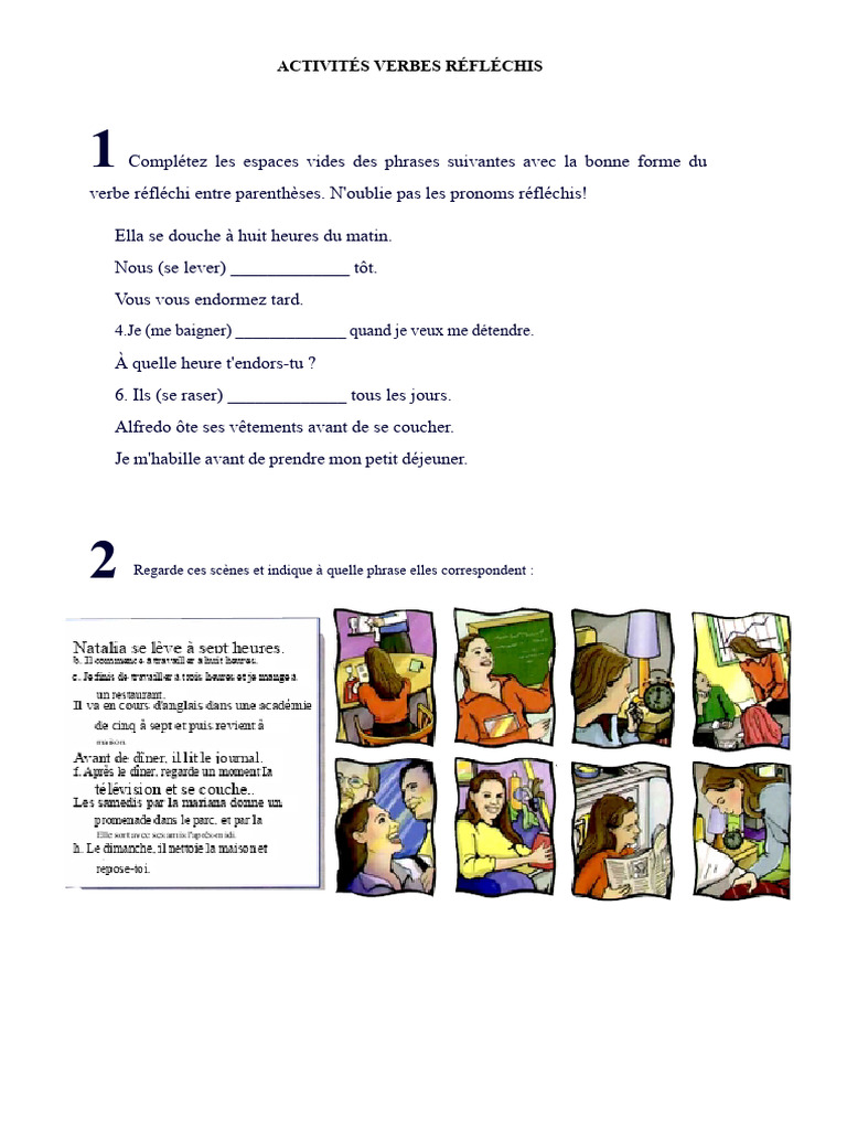 Verbes Réfléchis - Exercices | PDF