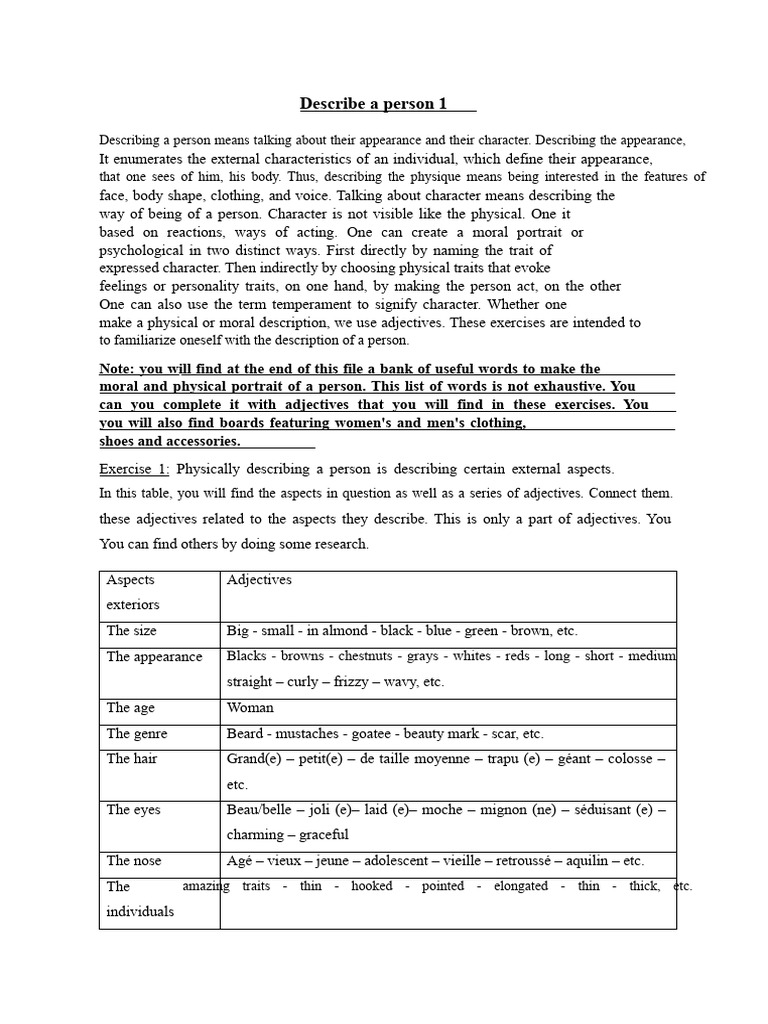 Describe A Person 1 | PDF
