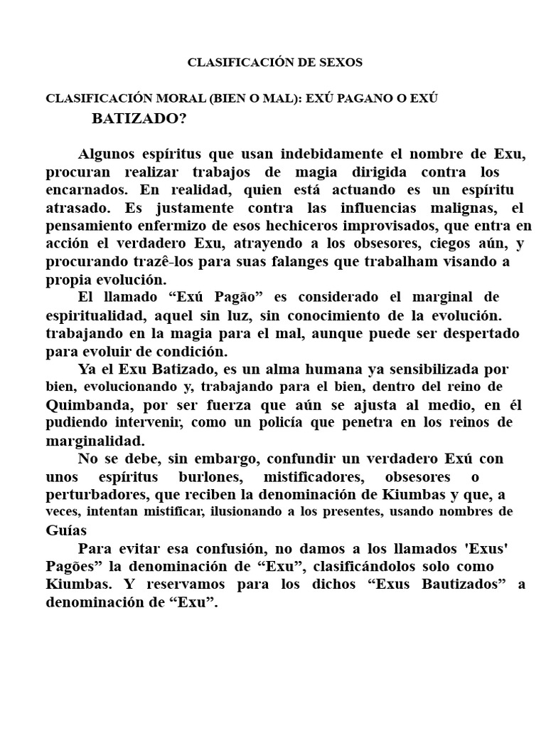 Exus y Sus Clasificaciones | PDF | Espiritualidad | Creencia religiosa y doctrina