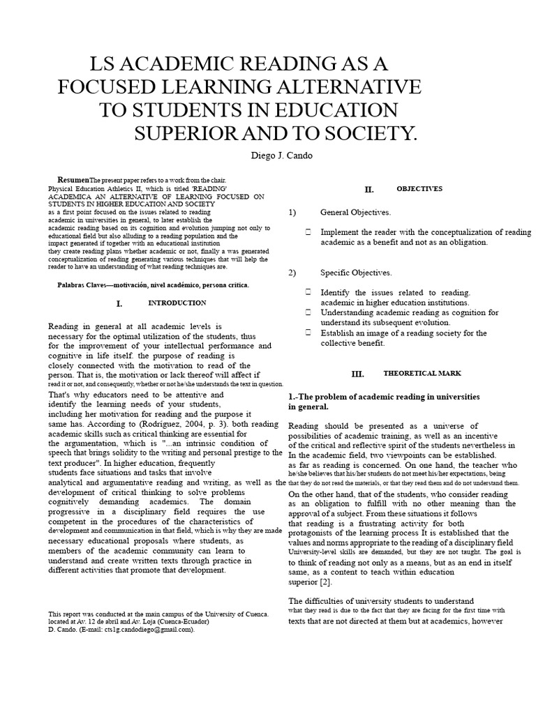 Academic Reading as a Learning Tool | PDF | Knowledge | Thought