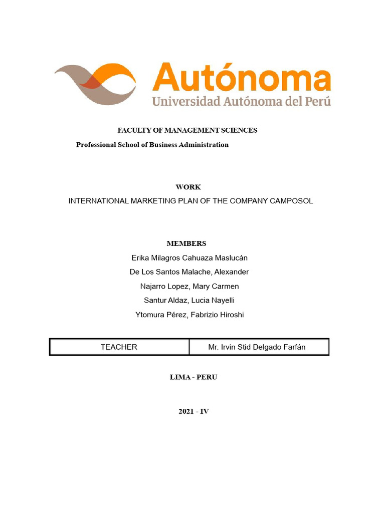 Autonomous University of Peru - Marketing Project | PDF | Competitive ...