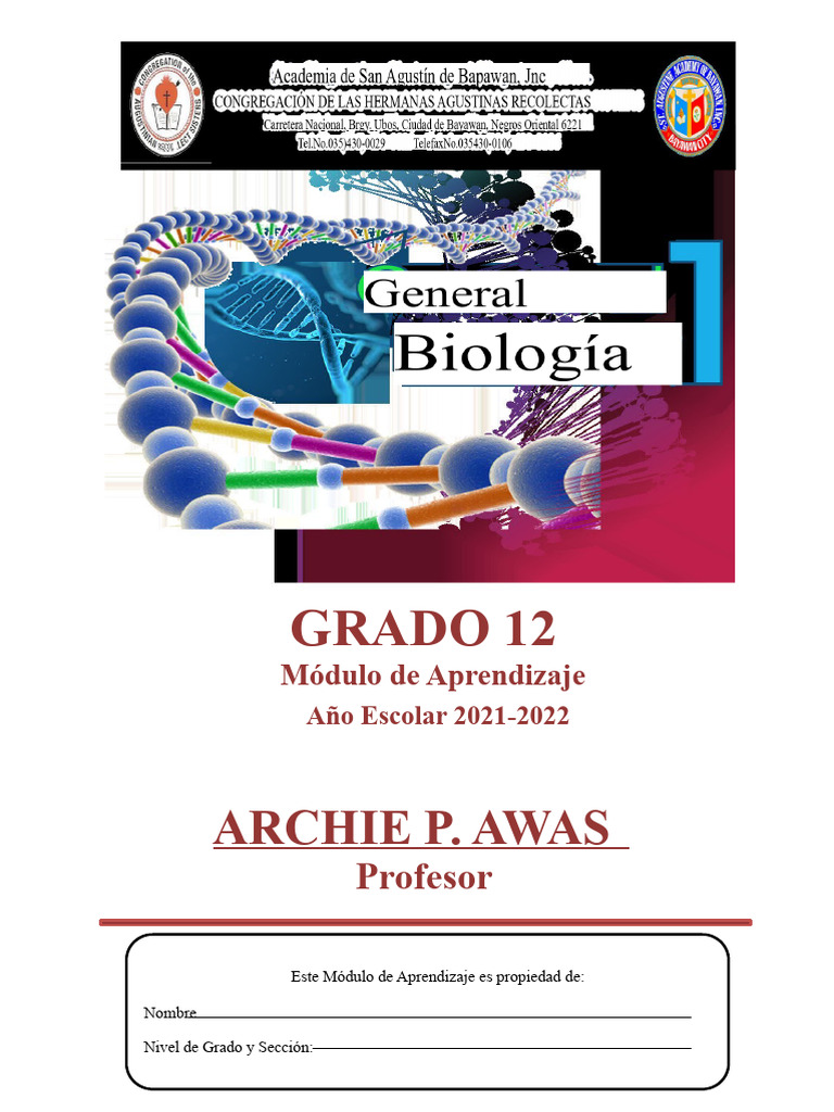 Módulo de Biología para Grado 12 | PDF | Membrana biológica | Nucleo ...