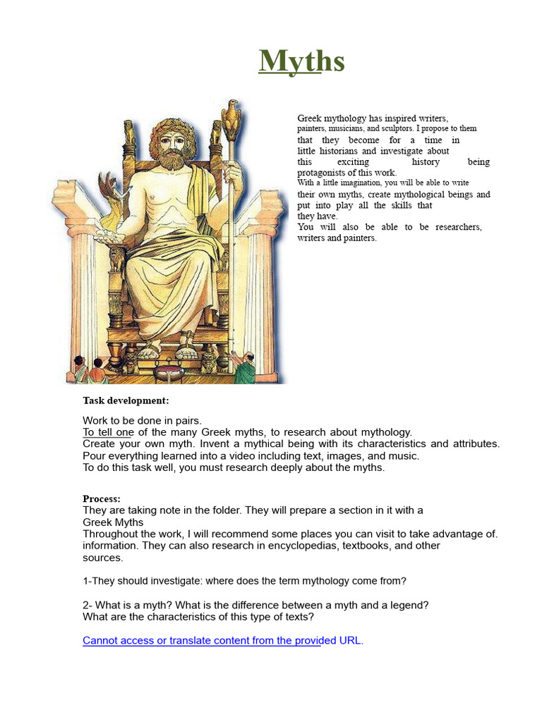 Create Your Own Greek Myth | PDF | Greek Mythology | Mythology