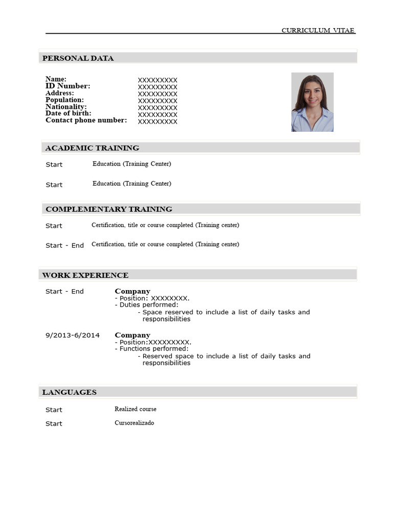 Simple CV Template To Fill Out in Word | PDF