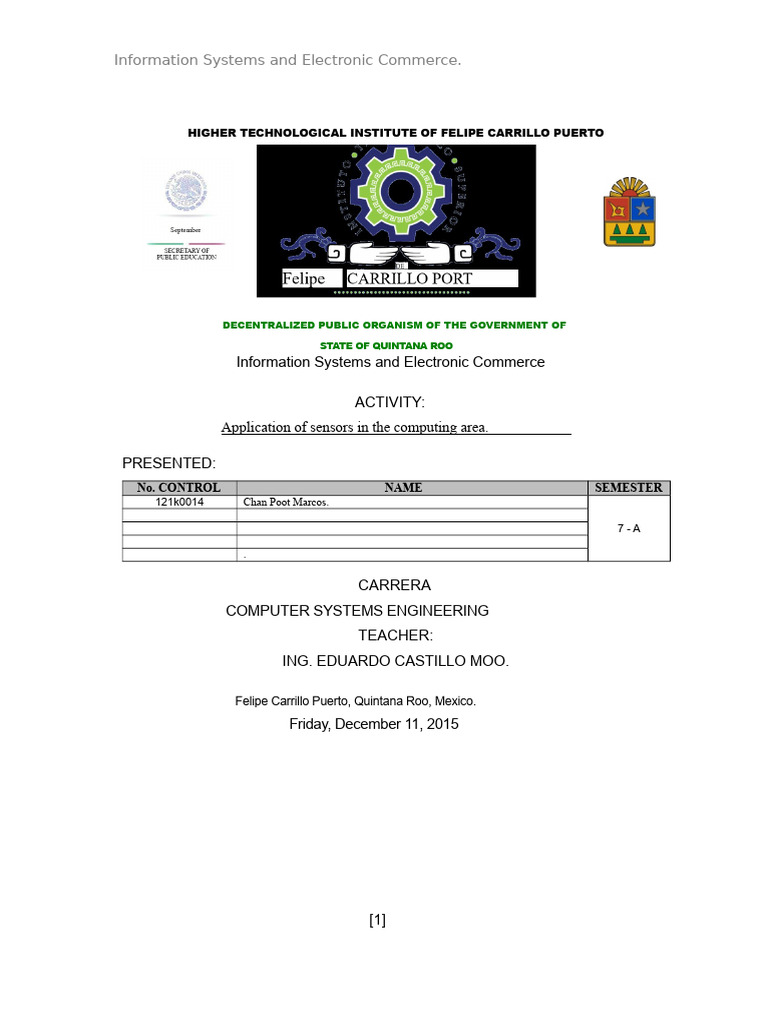 Activity 2. Application of Sensors in The Computing Area. | PDF ...