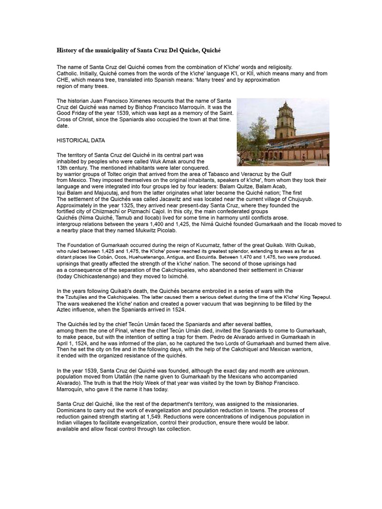 Santa Cruz Del Quiché: Historical Overview | PDF | Recycling | Waste