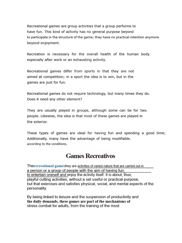 Recreational Games | PDF | Recreation | Sports