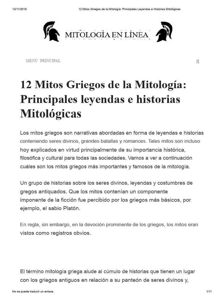 12 Mitos Griegos de La Mitología - Principales Leyendas e Historias ...