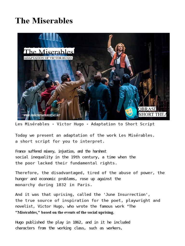 Les Misérables Short Script Adaptation | PDF | Cosette | Les Misérables