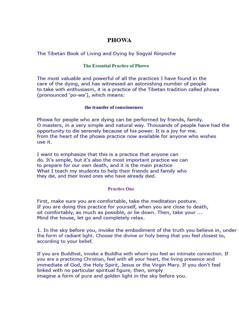 Phowa Ritual | PDF | Prayer | Wisdom