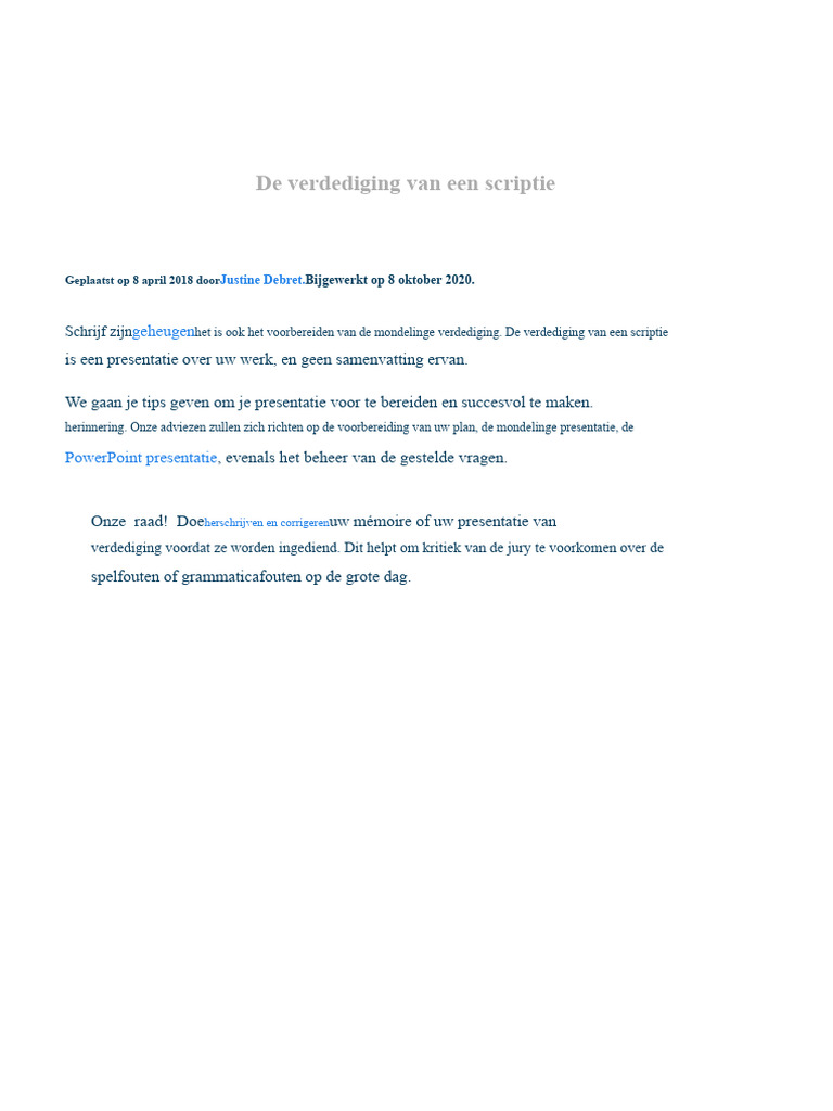De Verdediging Van Een Scriptie | PDF