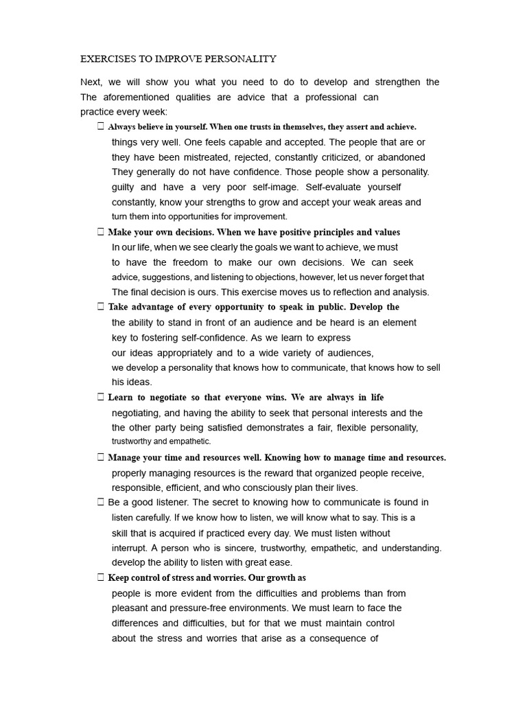 Exercises To Improve Personality | PDF | Human Voice | Breathing