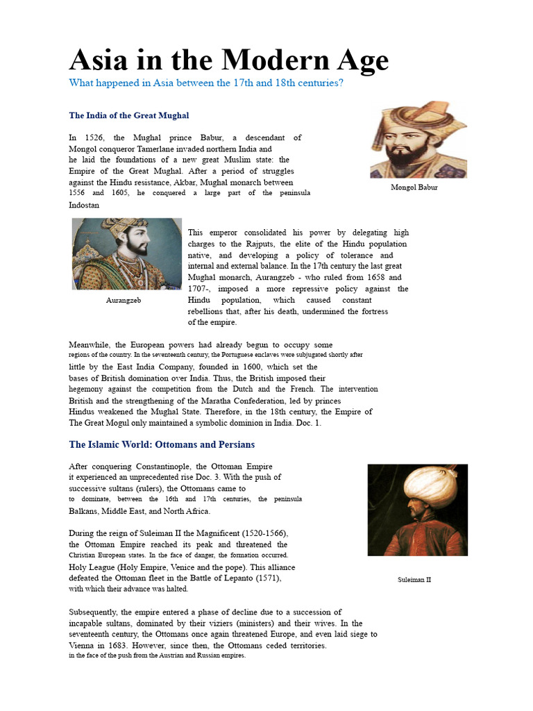 Asia in The Modern Age | PDF | Mughal Empire | Ottoman Empire