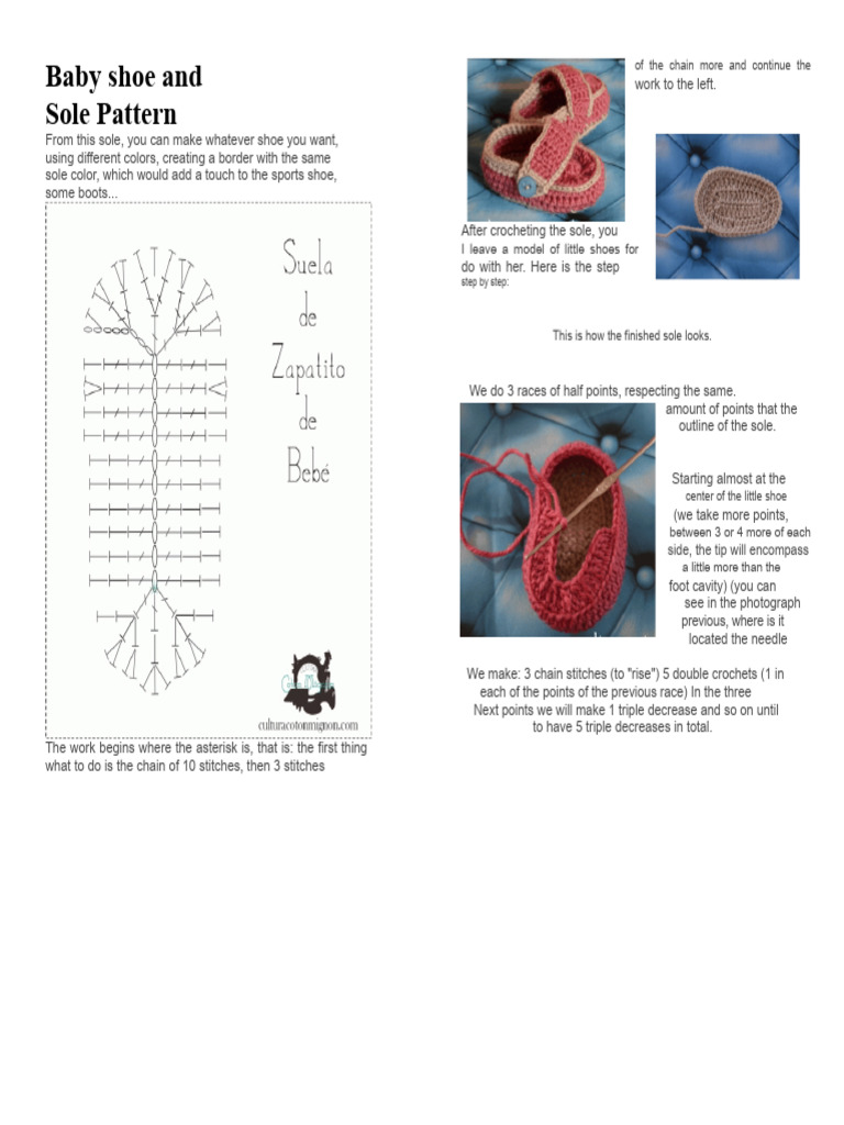 Baby Shoe and Sole Pattern | PDF | Crochet | Knitting