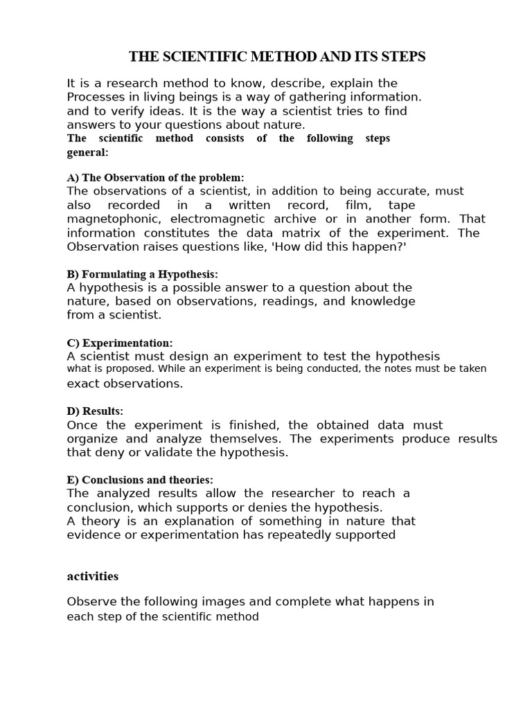 Steps of the Scientific Method Explained | PDF | Experiment | Hypothesis