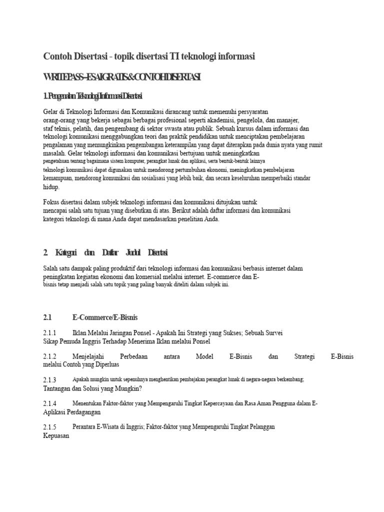 Topik Disertasi Teknologi Informasi | PDF