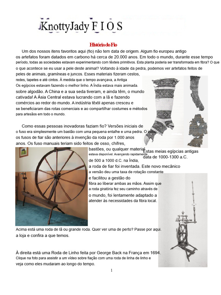 Evolução do Fio e Técnicas Têxteis | PDF | Fiação (têxtil) | Crochê