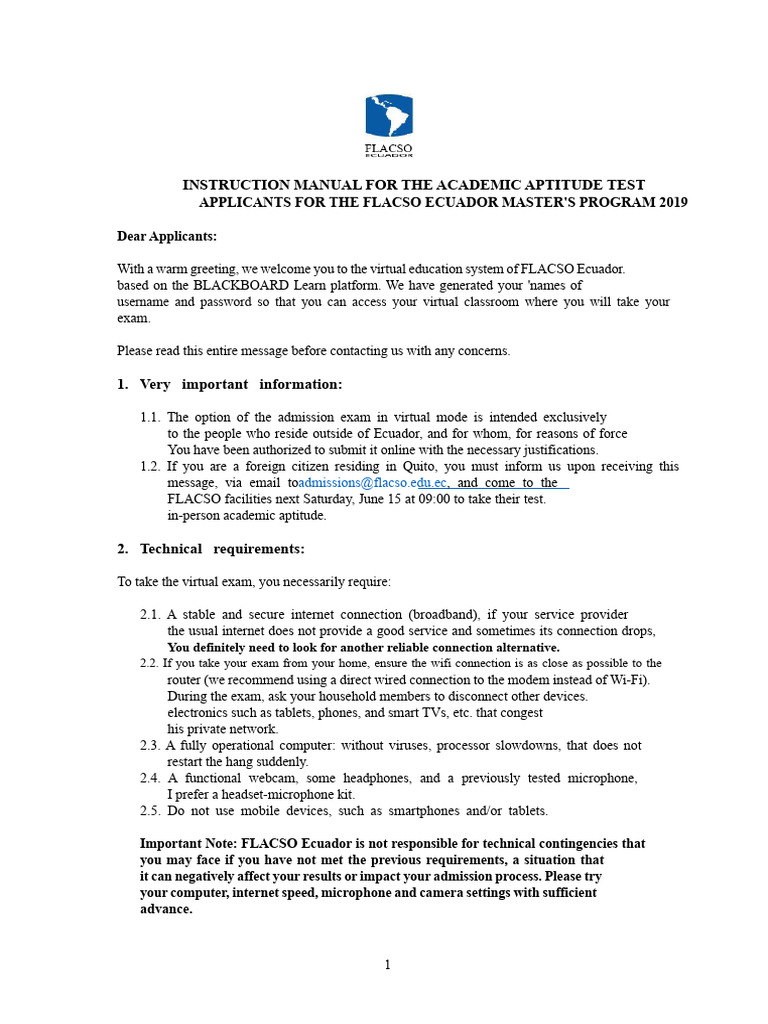 Instruction Manual For Virtual Academic Aptitude Test 2019 | PDF ...