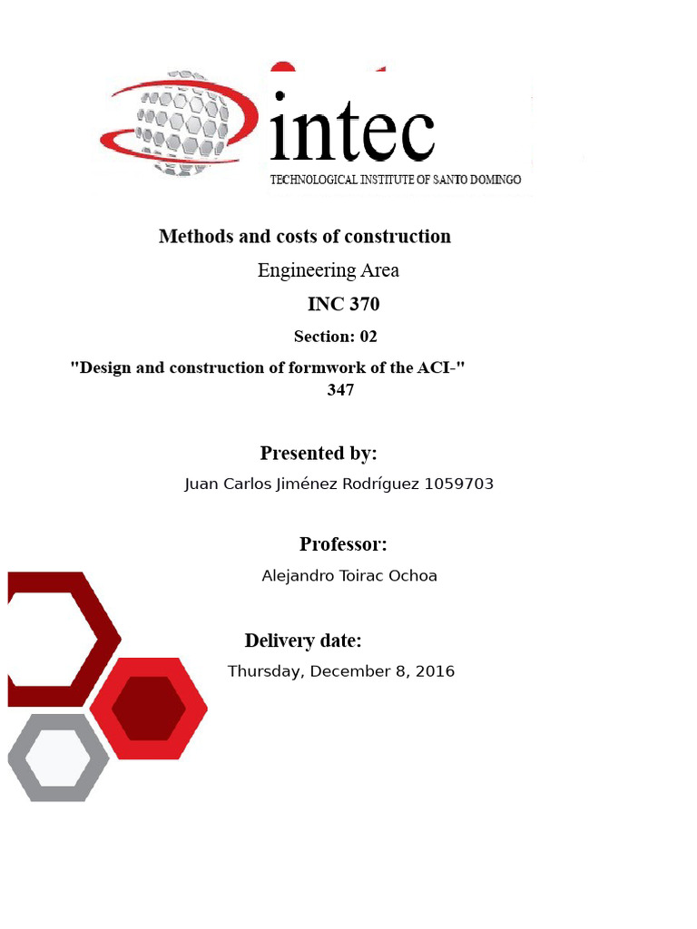 Formwork Design Methods: ACI 347 | PDF | Concrete | Structural Load