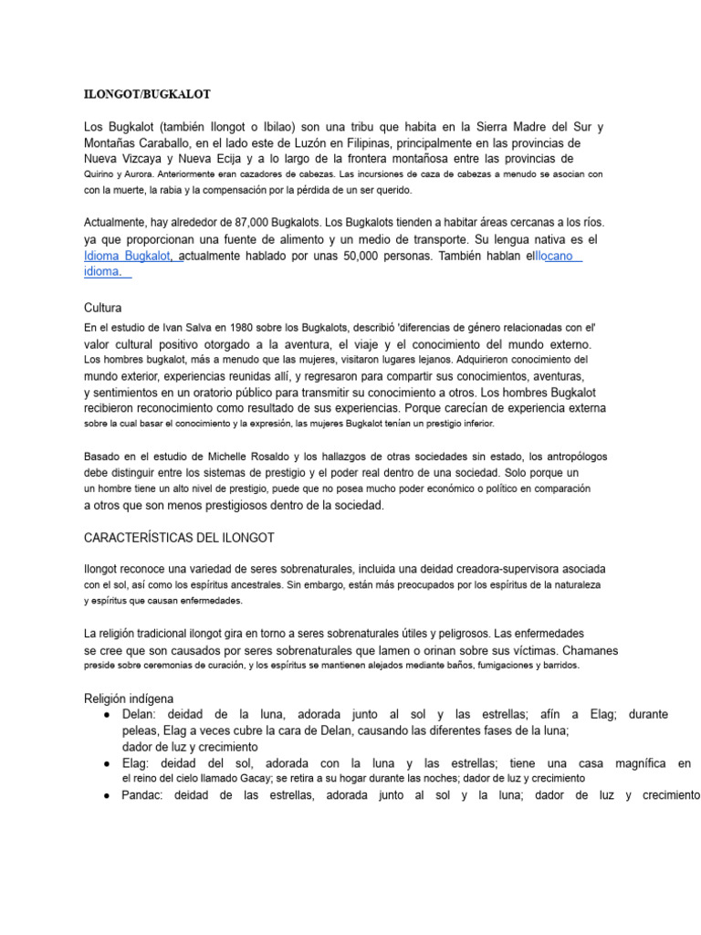 Ilongot/Bugkalot: Idioma Bugkalot Ilocano Idioma | PDF | Sociedad