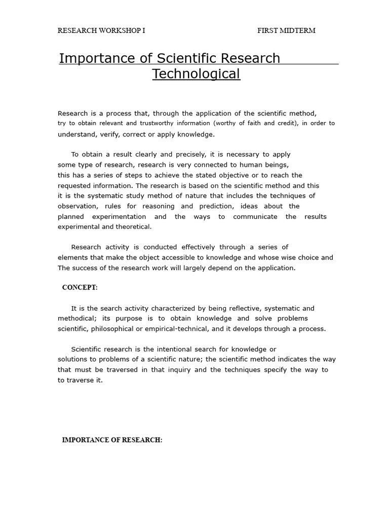 Importance of Scientific and Technological Research | PDF | Methodology ...