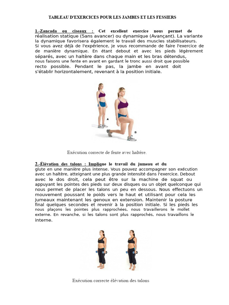 Exercices Efficaces pour Jambes et Fessiers | PDF | Genou