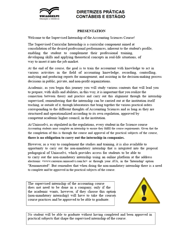 Accounting Internship Guidelines and Requirements | PDF | Audit | Taxes