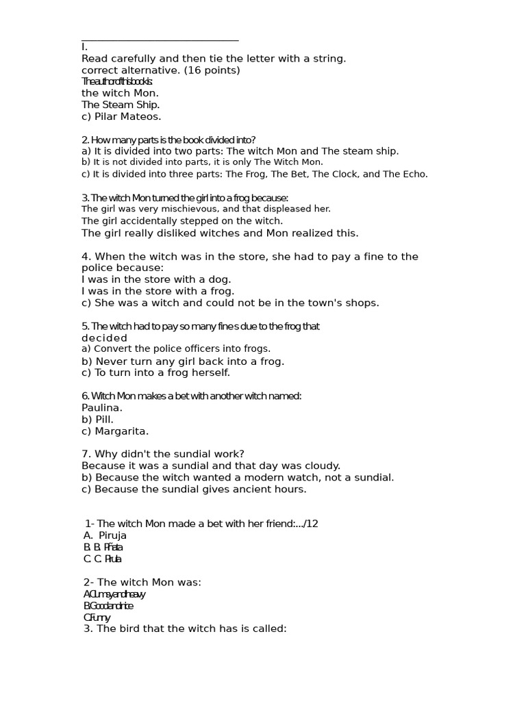 The Witch Mon Test | PDF