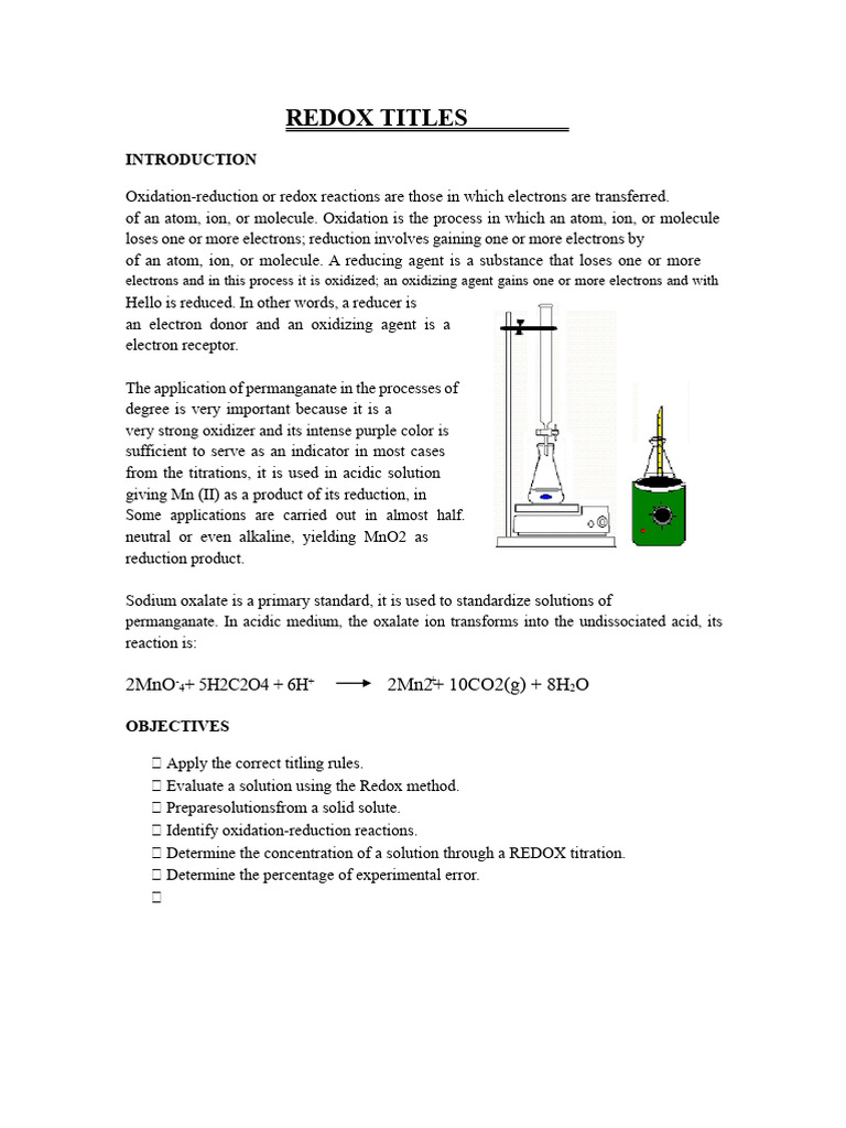 Degrees - Redox | PDF | Redox | Titration