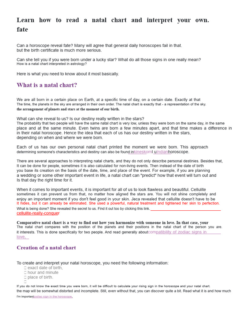 Learn How To Read Your Natal Chart and Interpret Your Destiny | PDF ...