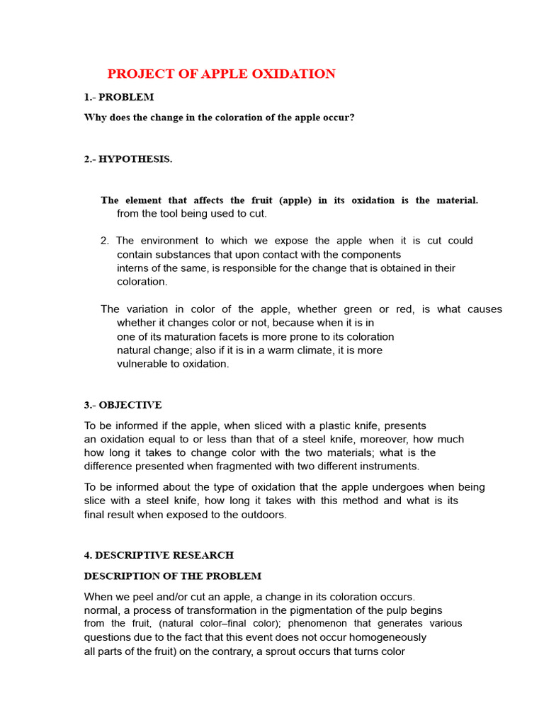 Project On The Oxidation of The Apple | PDF | Polyphenol | Chemistry