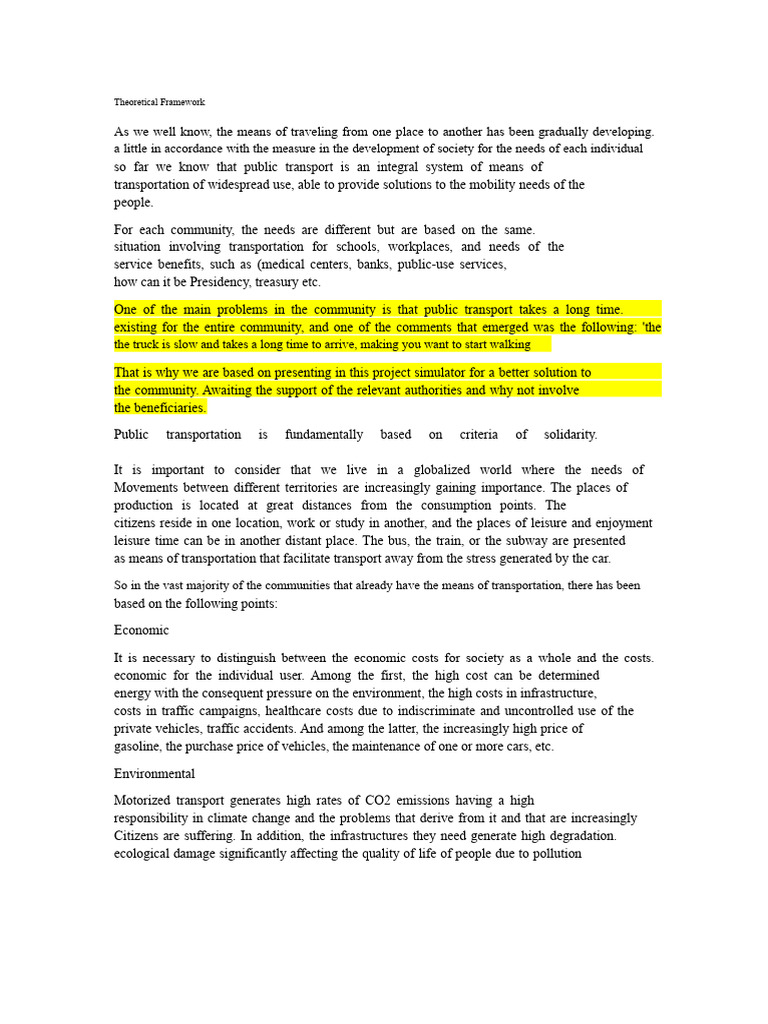Theoretical Framework 1 | PDF | Transport | Public Transport