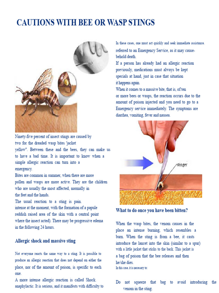 Wasp Sting Allergic Reactions Guide | PDF | Allergy | Clinical Medicine