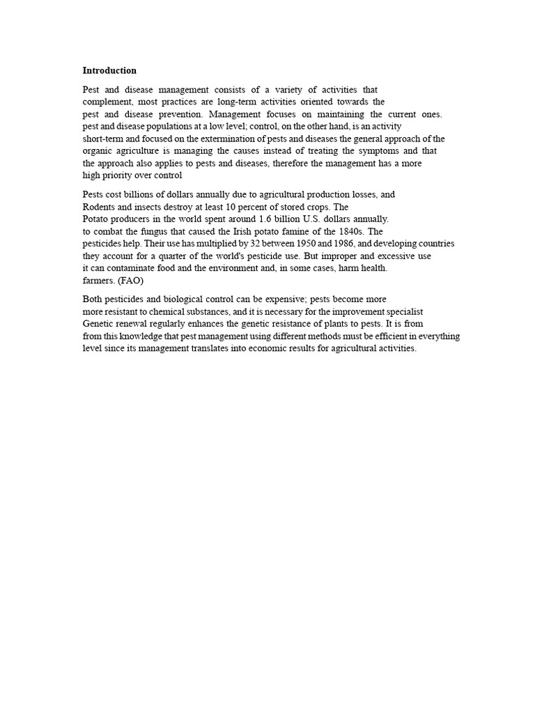 Report On Pest Management Theoretical Framework and Introduction | PDF ...