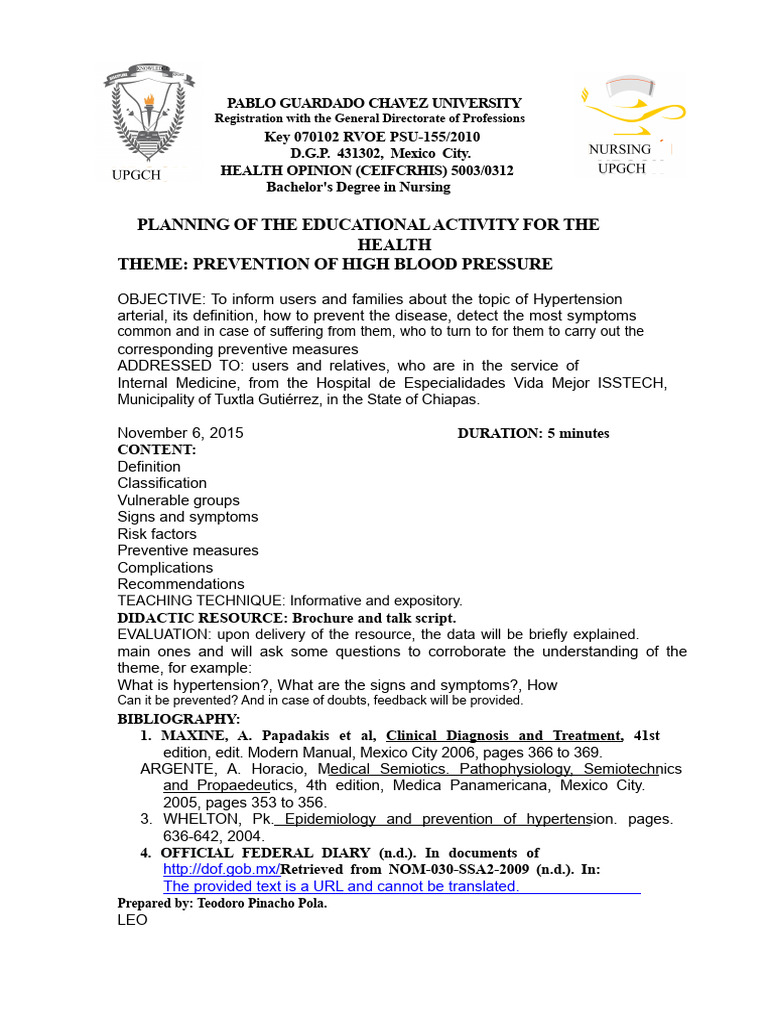Script For Talk On Prevention of Hypertension | PDF | Hypertension ...