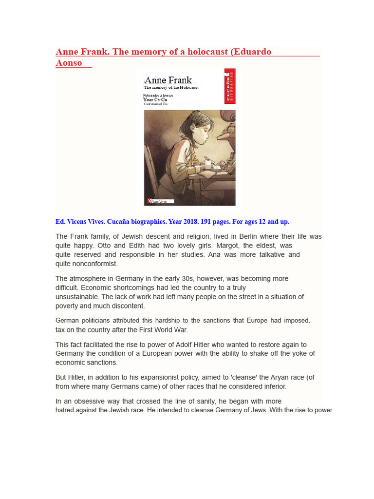 Anne Frank. The Memory of A Holocaust | PDF | Anne Frank | The Holocaust