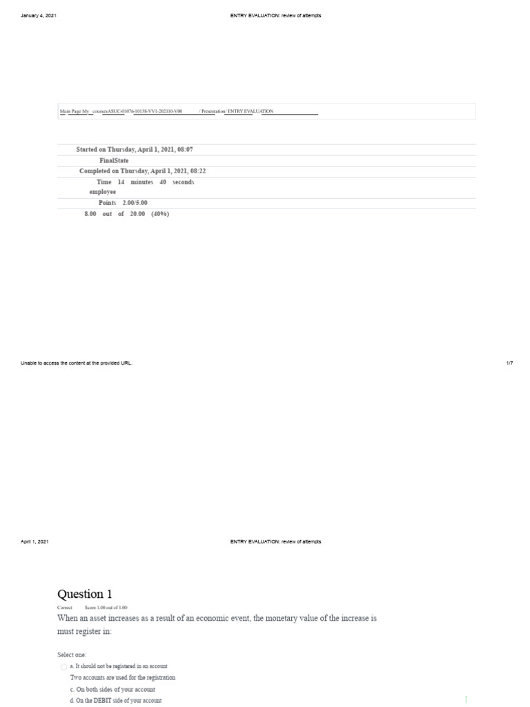 Entry Assessment - Financial Accounting | PDF | Debits And Credits ...