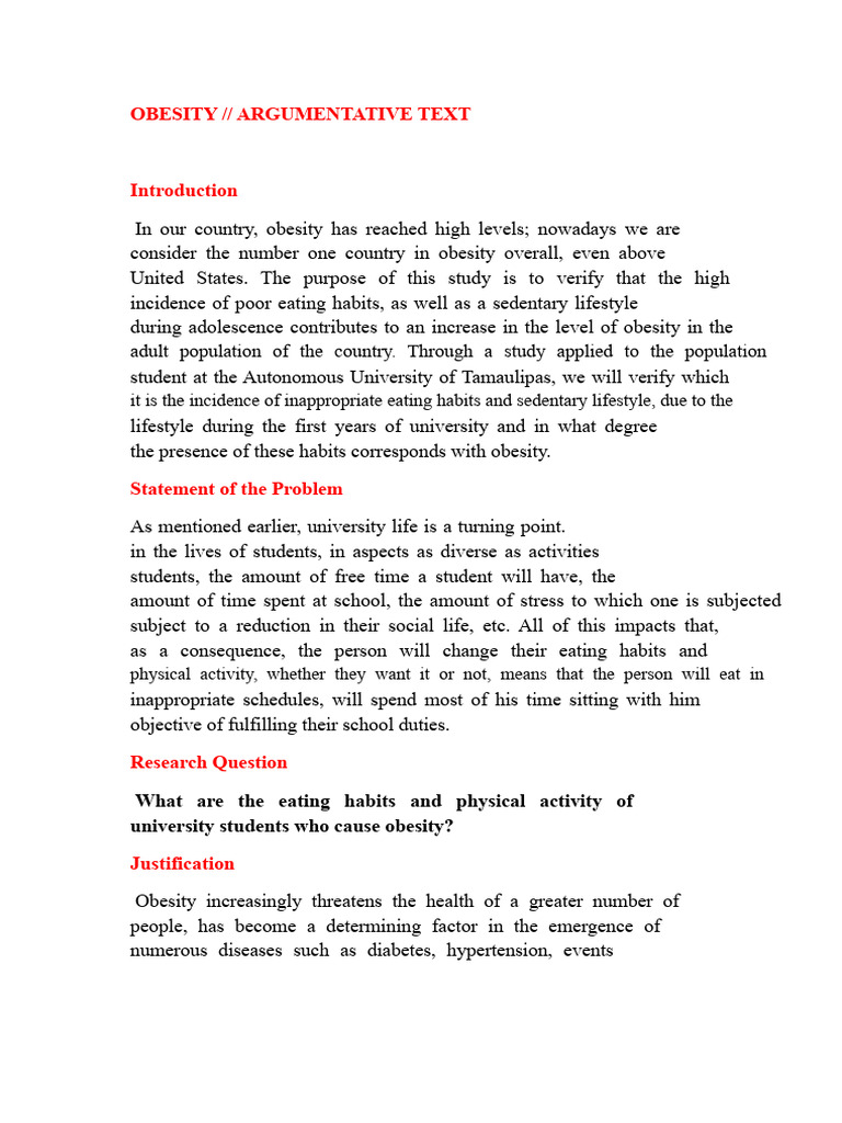 Obesity in University Students: Causes and Effects | PDF | Obesity ...