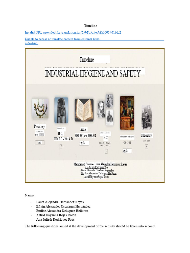 Industrial Hygiene and Safety Timeline | PDF | Occupational Safety And ...